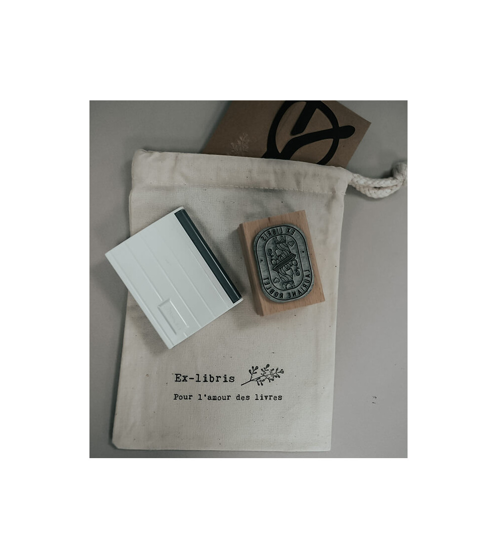 Tampon en Bois Ex-libris "Dame de coeur"