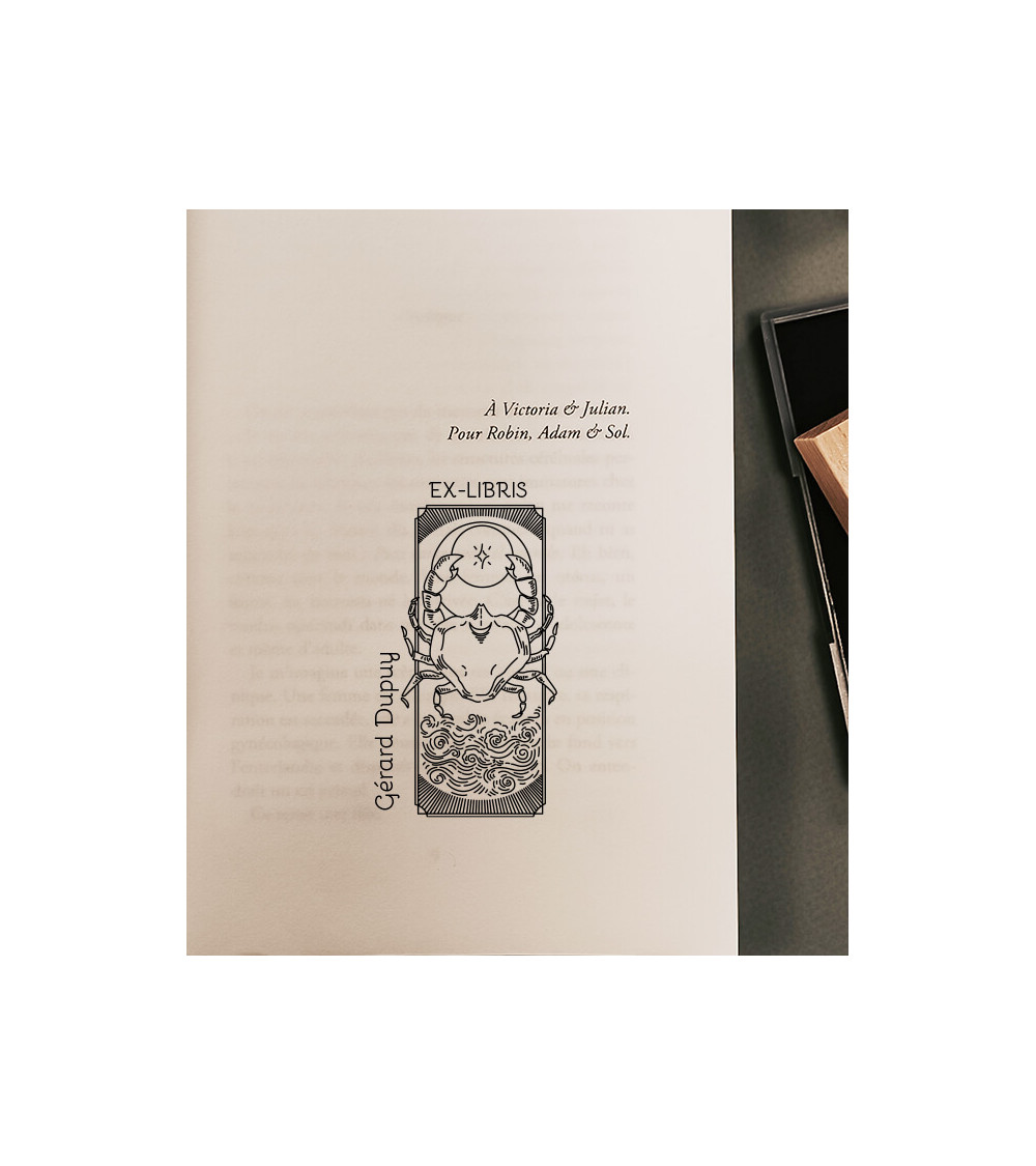 Tampon en Bois Ex-libris "Cancer"