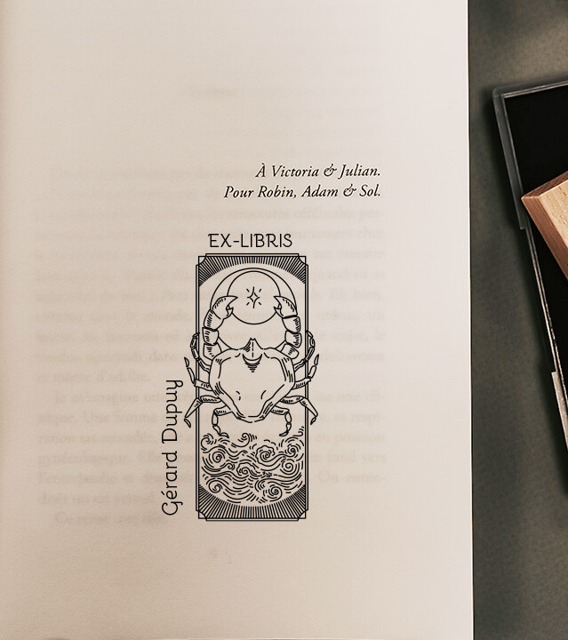 Tampon en Bois Ex-libris "Cancer"